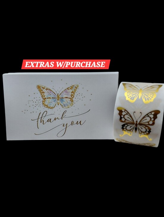 Shipping Supplies | Office | 55ct 50ct Gold Butterfly Thank You Cards ...